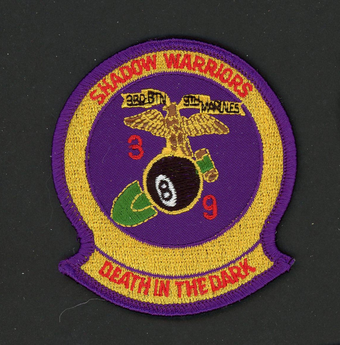 USMC Marine Corps Patch 3rd BATTALION 9th MARINES DEATH in the DARK ...