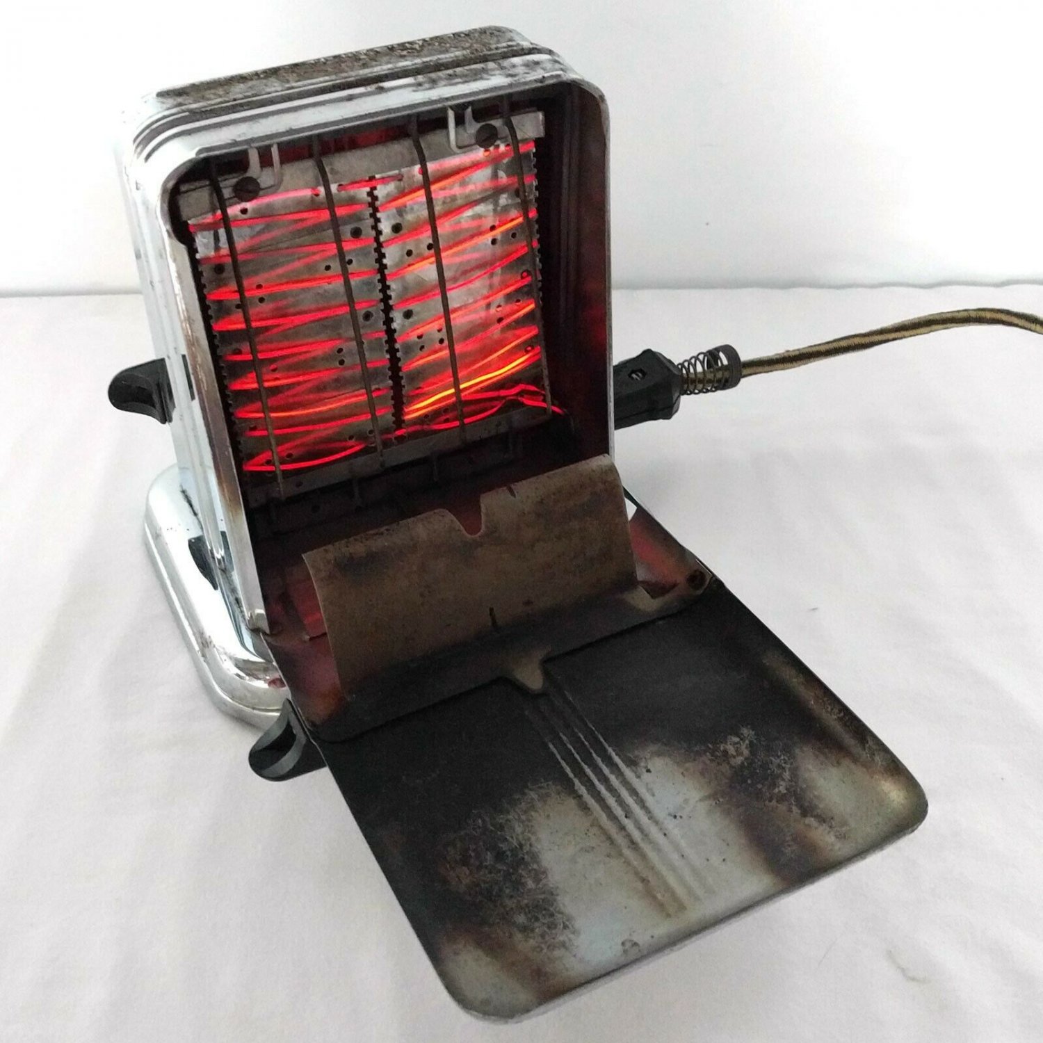 Vintage Westinghouse Turnover Toaster TN-4 w/ Original Cloth Cord ~ WORKING