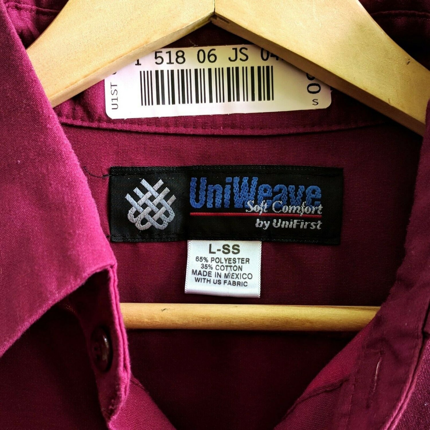 UniFirst FREIGHTLINER Uniform Work Shirt UniWeave Short Sleeve Maroon ...