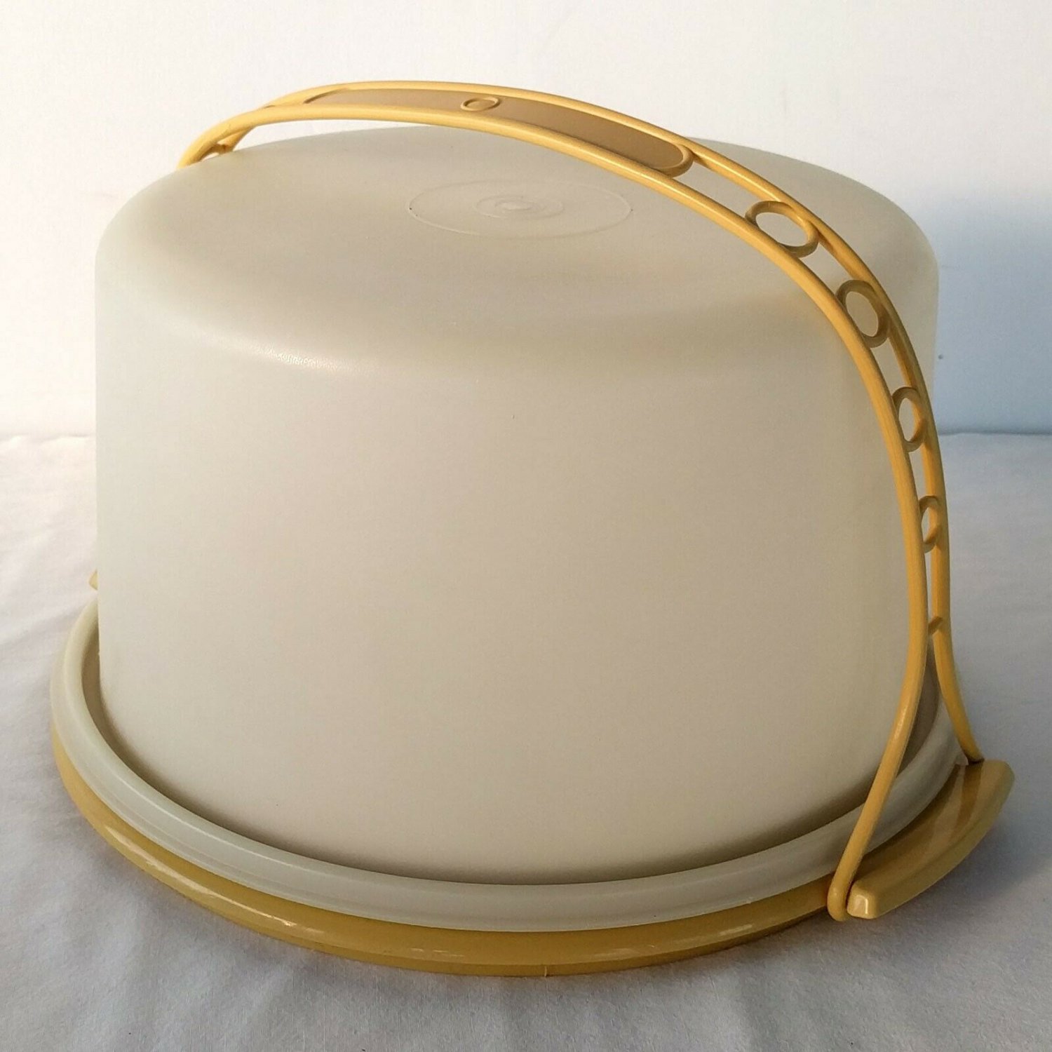 Tupperware Cake Keeper Tote Harvest Gold Tray & Handle w/ Sheer Lid 3 ...