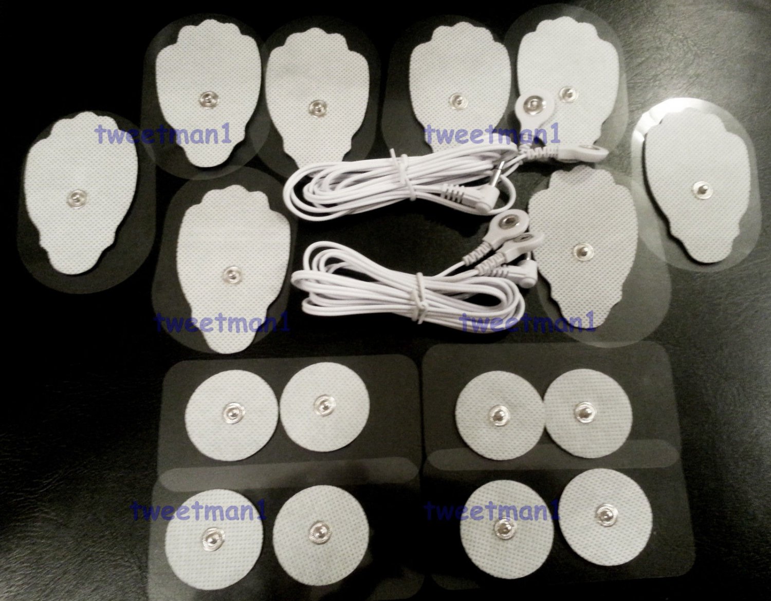 2 ELECTRODE DUAL SNAP LEAD WIRES 3.5mm + (8LG + 8SM) PADS FOR EROSTEK ...