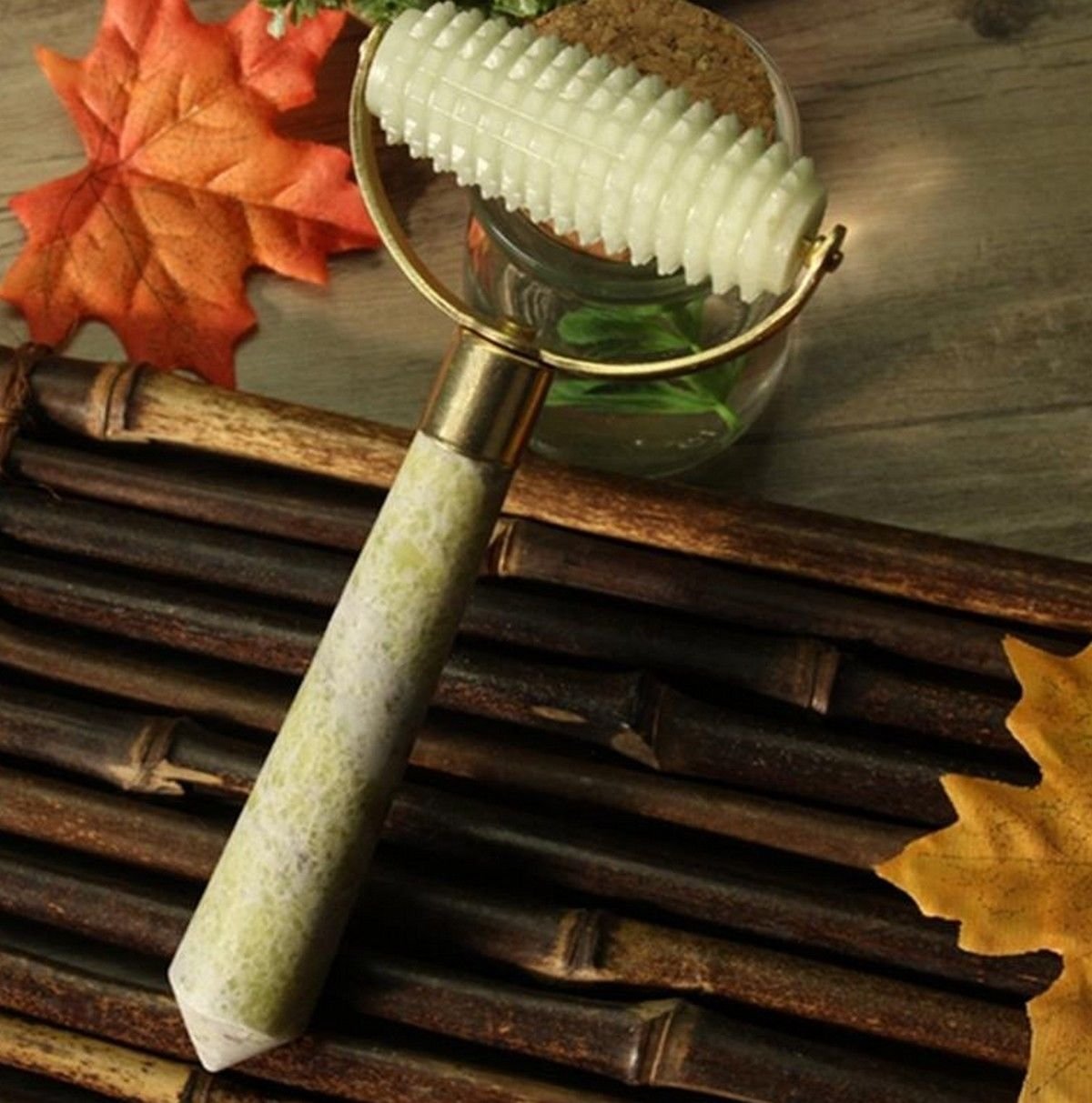 Jade Stone Facial Massager Face Massage Roller Beautiful Unique Knobby ...