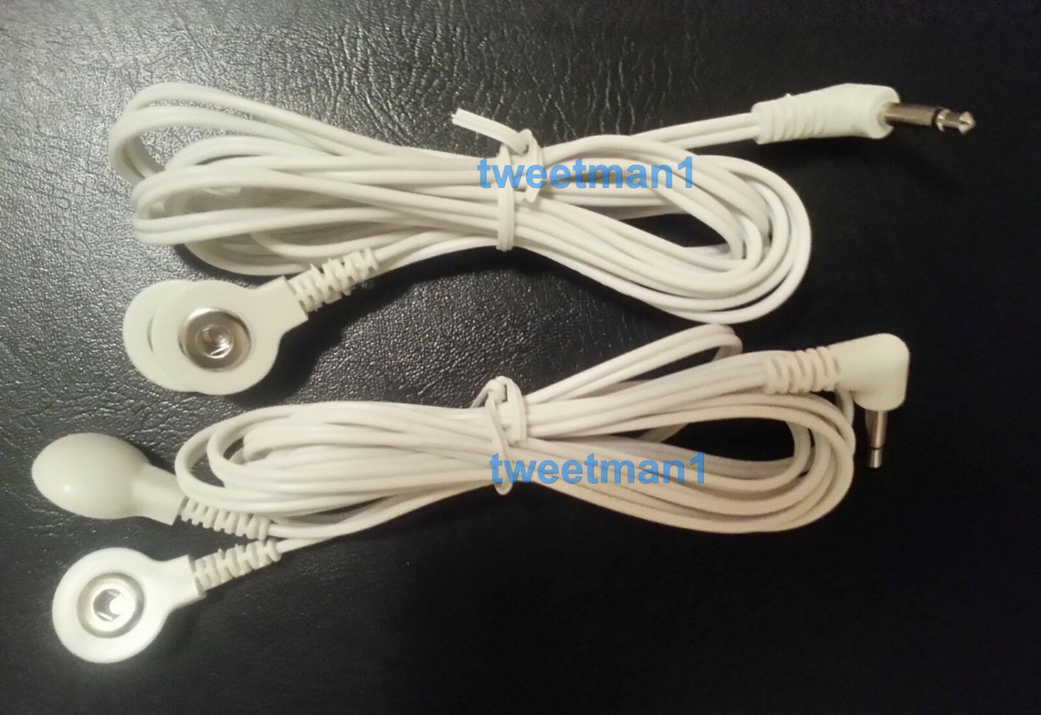 2 ELECTRODE LEAD WIRES CABLES 3.5mm Snap Connection compatible w ...