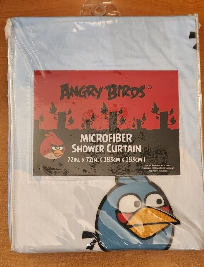 Angry Birds Themed Microfiber Fabric Shower Curtain 72x72 New