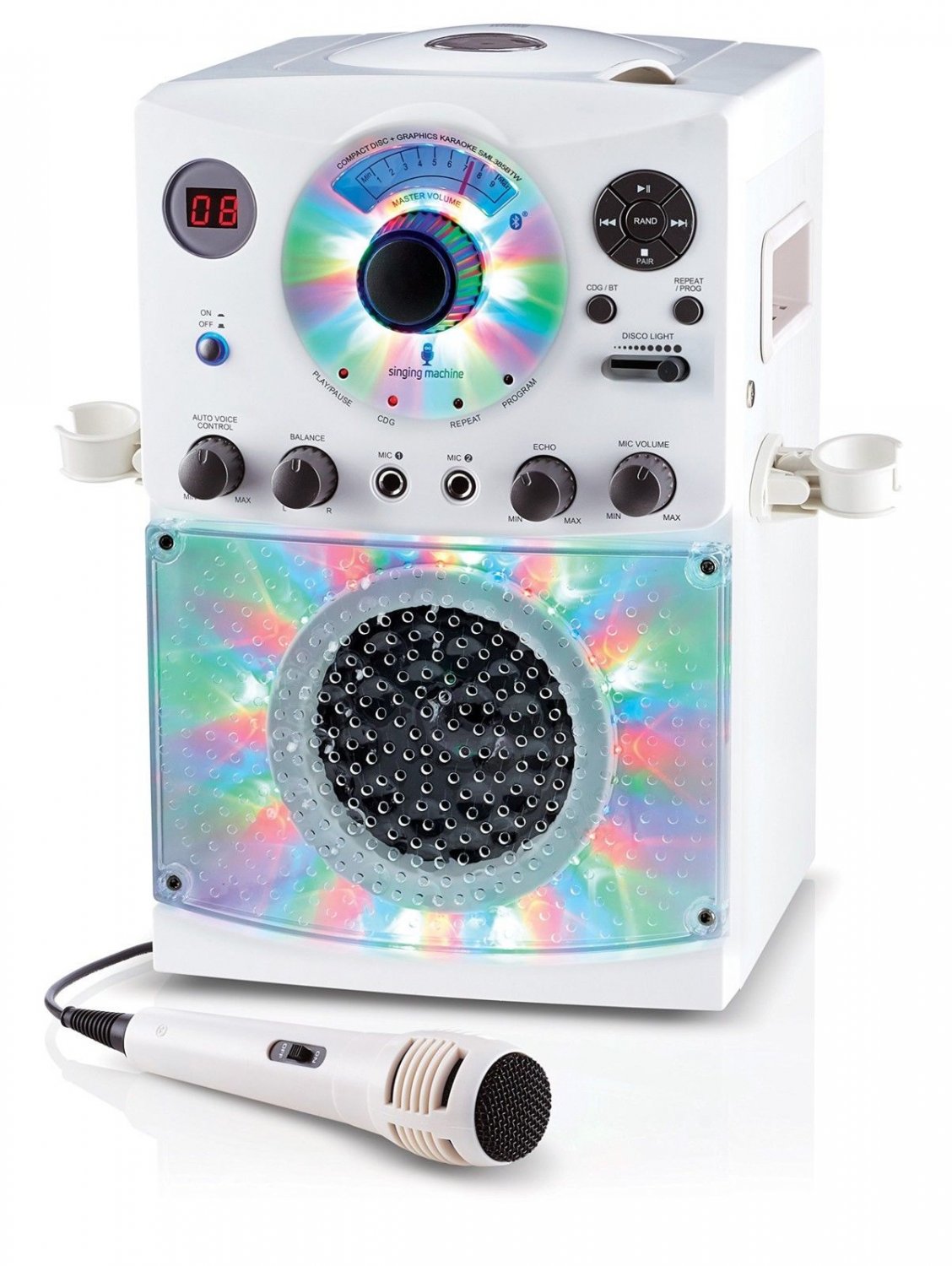 Karaoke Singing Machine System Bluetooth Sound Disco CDG Microphone LED ...