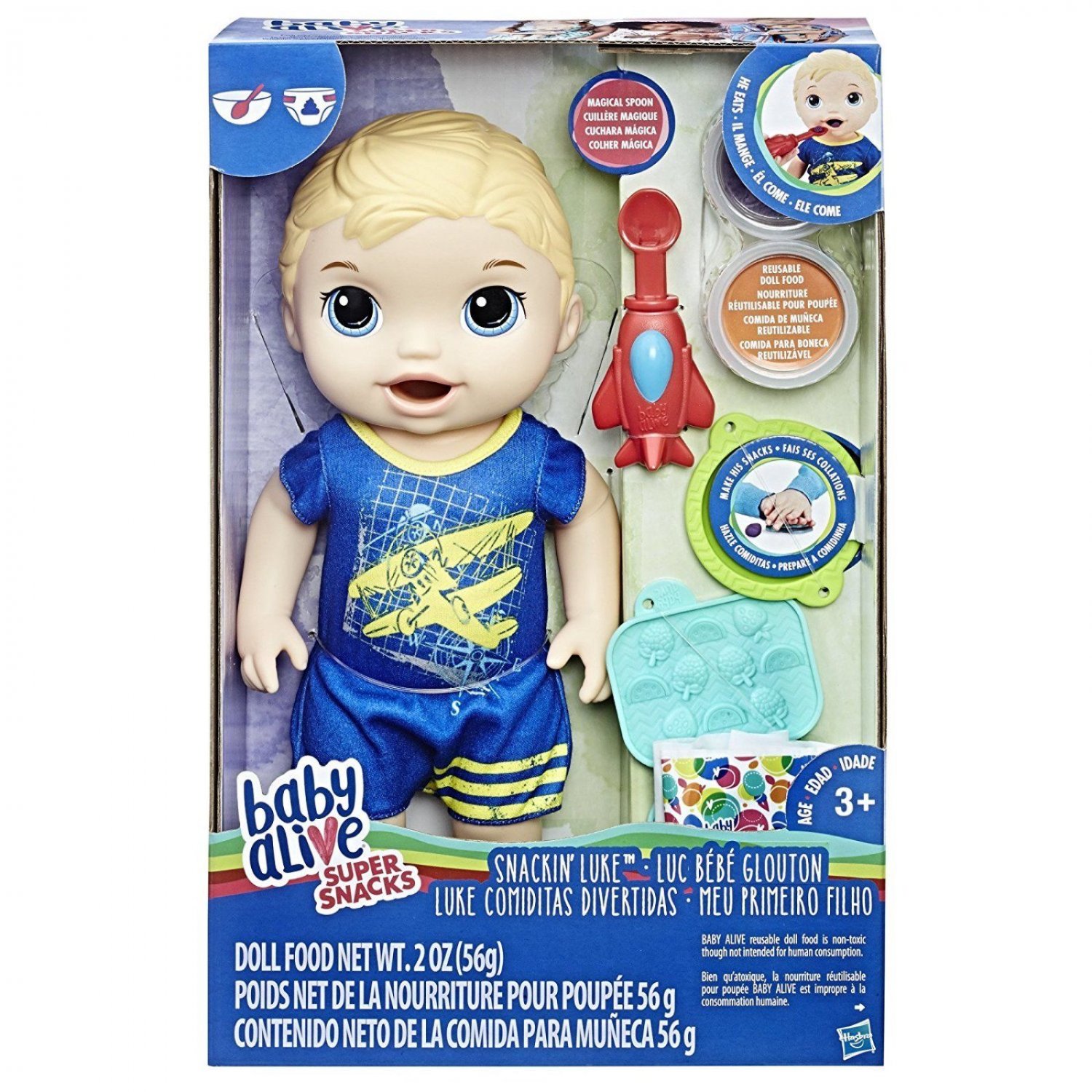 Baby Alive Luke Snacks Super Snack Doll Blonde Boy Toy Hot Christmas ...