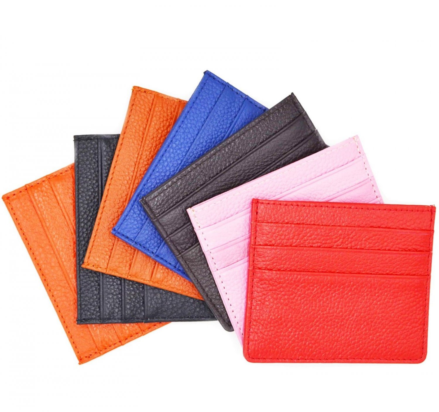 Genuine Leather Slim Credit Card Holder Compact Wallet Slim Super 6 ...