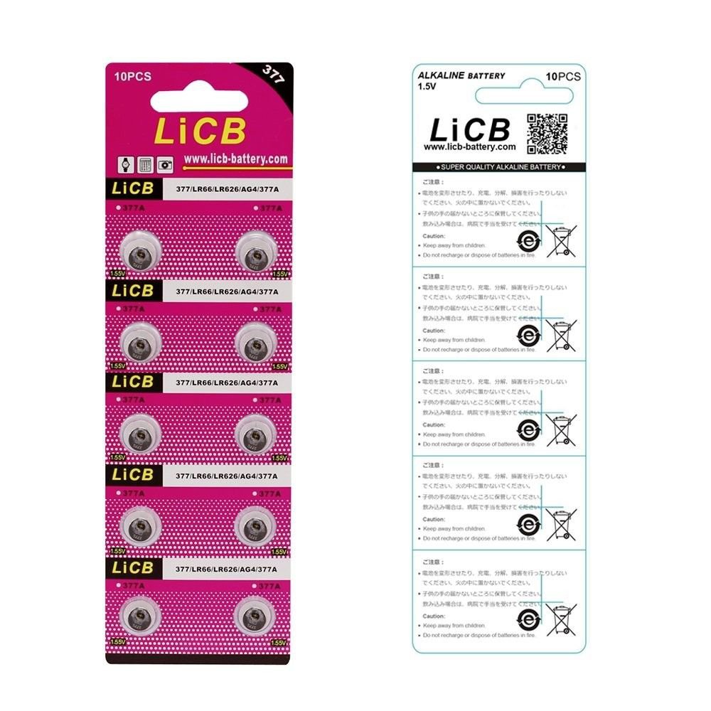 LiCB 20 Pack SR626SW 377 626 Battery 1.5V Button Cell Watch Batteries