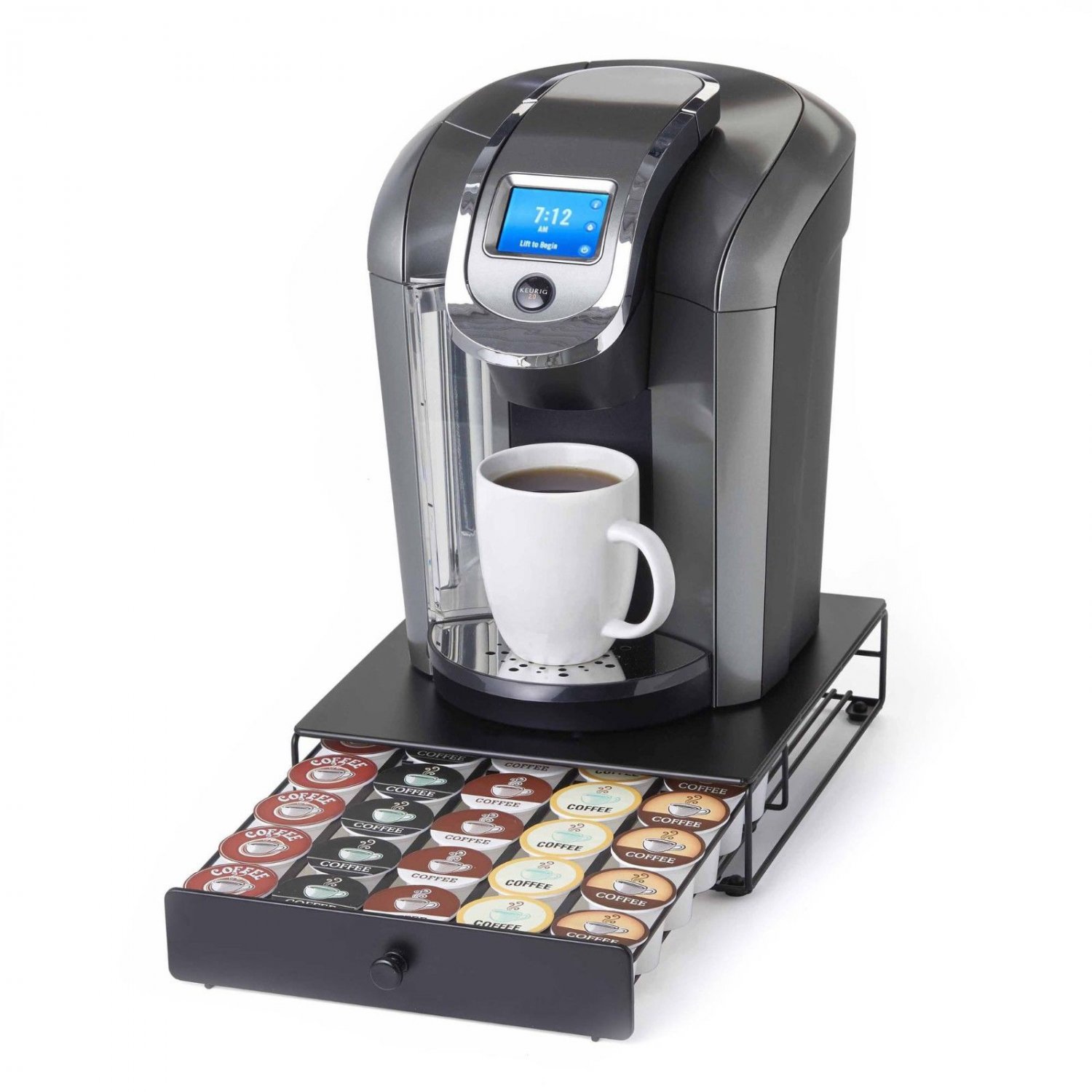 30 K Cup Sliding Under Brewer Storage Drawer K-Cups Holder Keurig Organizer