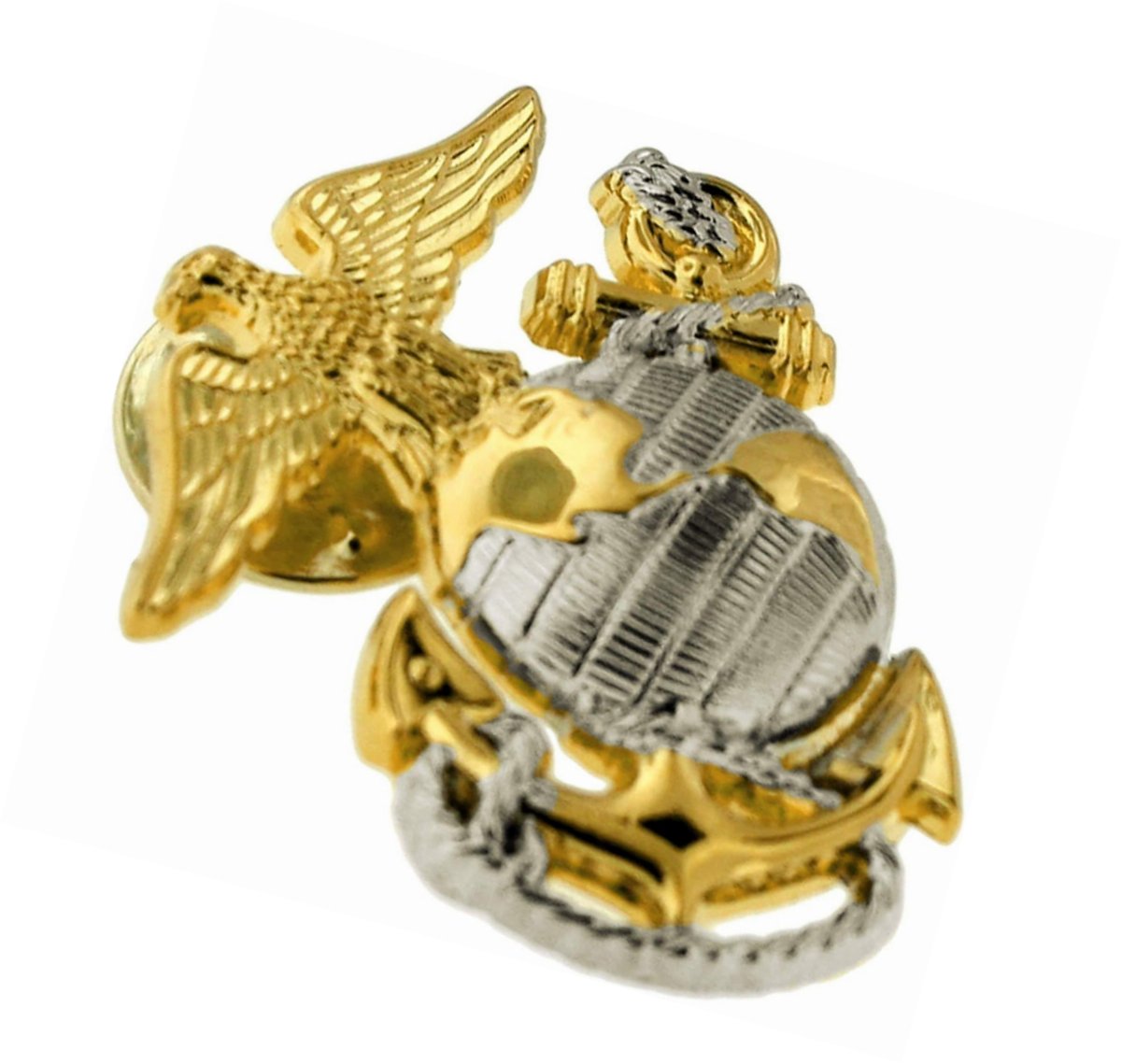 U.S. Marine Corps USMC Emblem Silver and Gold Military Lapel Pin