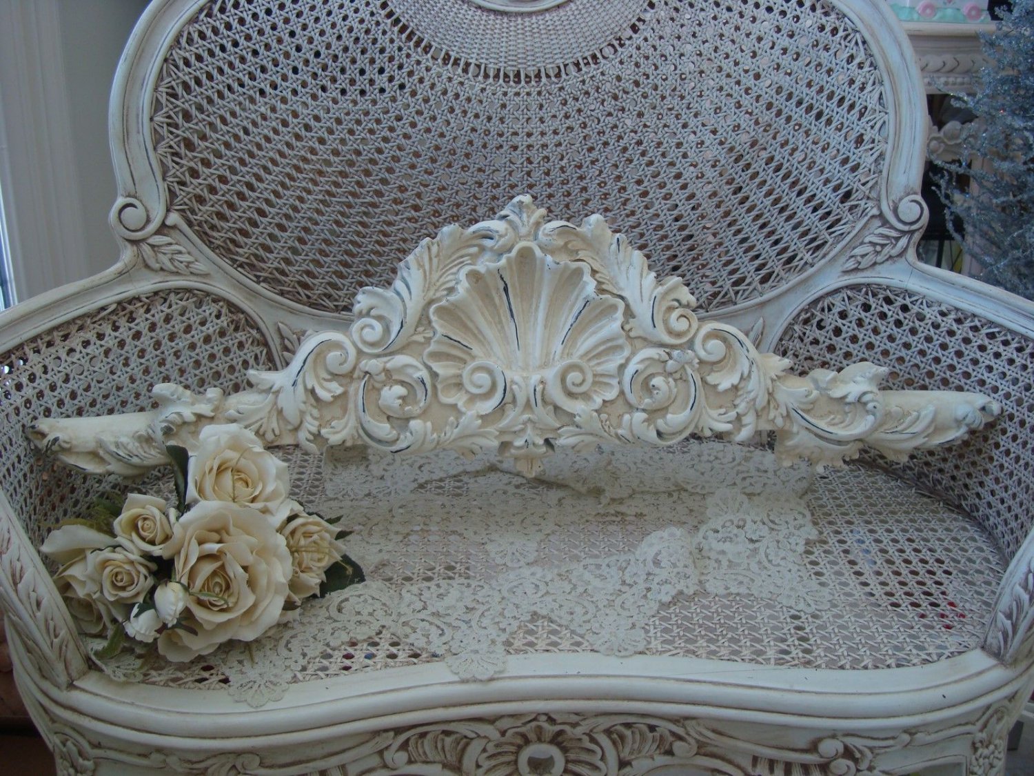 SHABBY FRENCH ORNATE PEDIMENT ARCHITECTURAL HEADER *HANG OVER A MIRROR ...