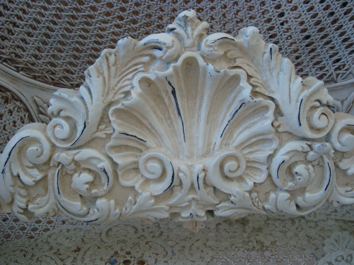 SHABBY FRENCH ORNATE PEDIMENT ARCHITECTURAL HEADER *HANG OVER A MIRROR ...