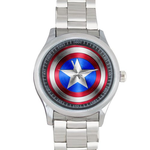 Captain America Superhero Shield Stainless Steel Watches (printed image)