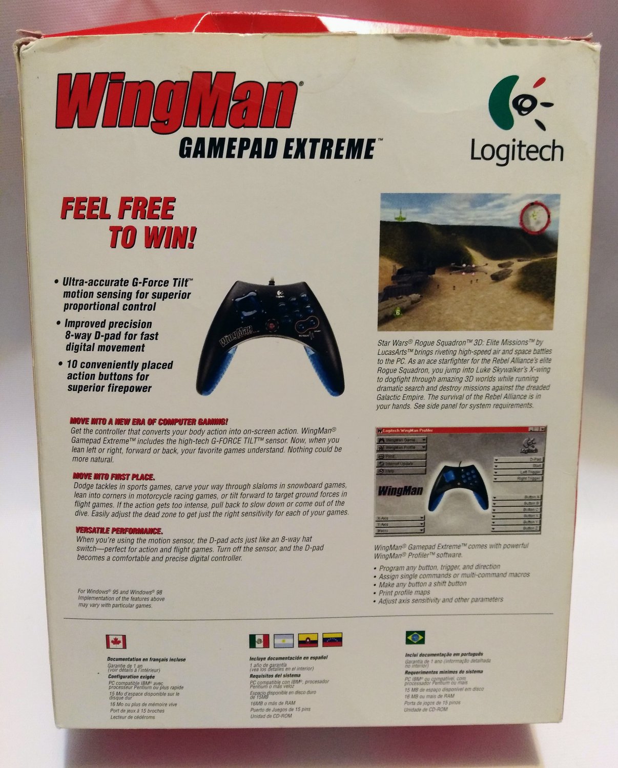 Logitech Wingman Gamepad Extreme Windows 95/98 PC Computer Video Game ...