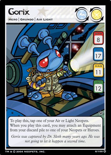Gorix Holofoil Rare 6/100 Neopet Card
