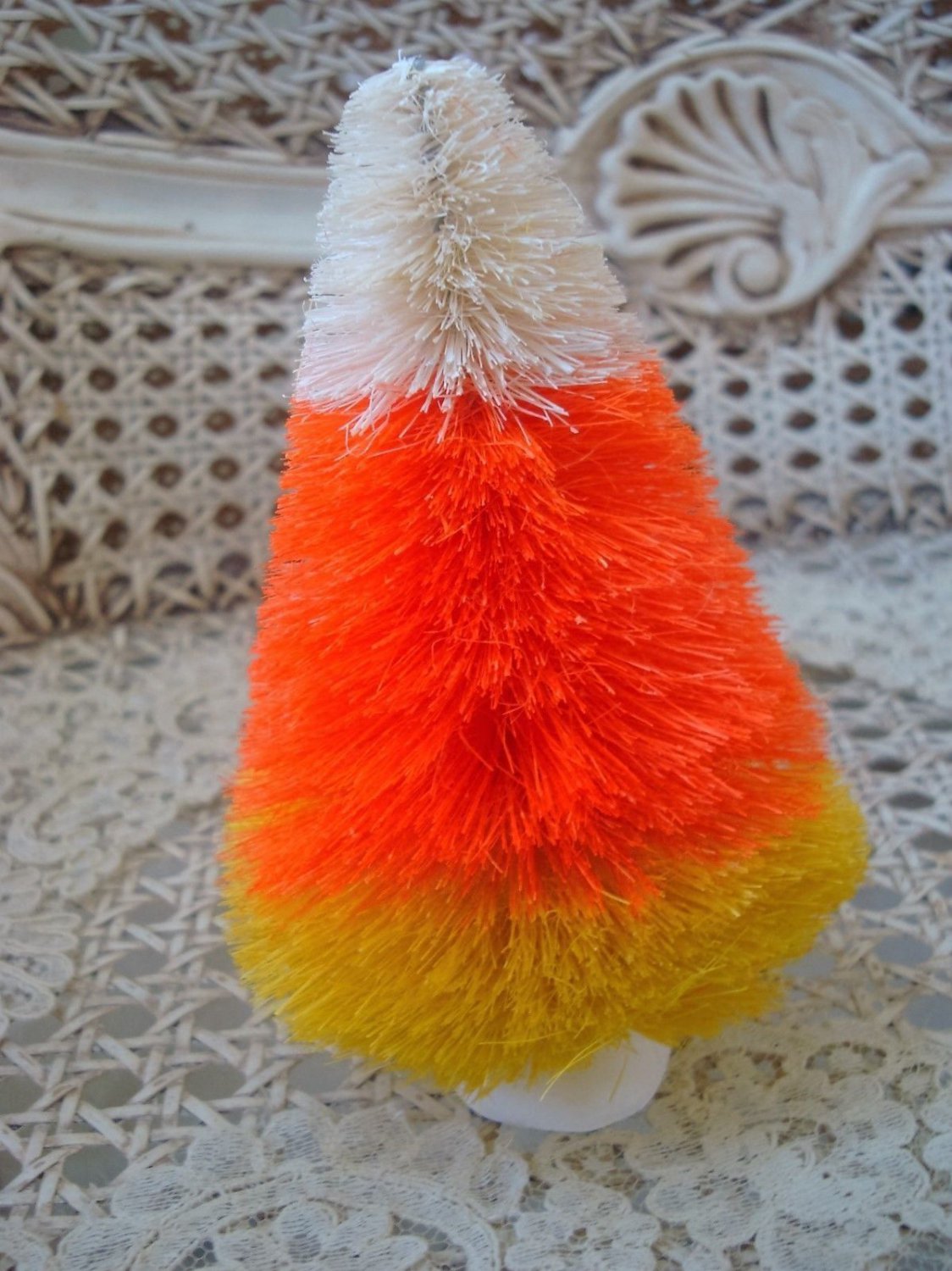 TWO WHIMSICAL CANDY CORN HALLOWEEN LARGE & SMALL TREES ***SO CUTE***
