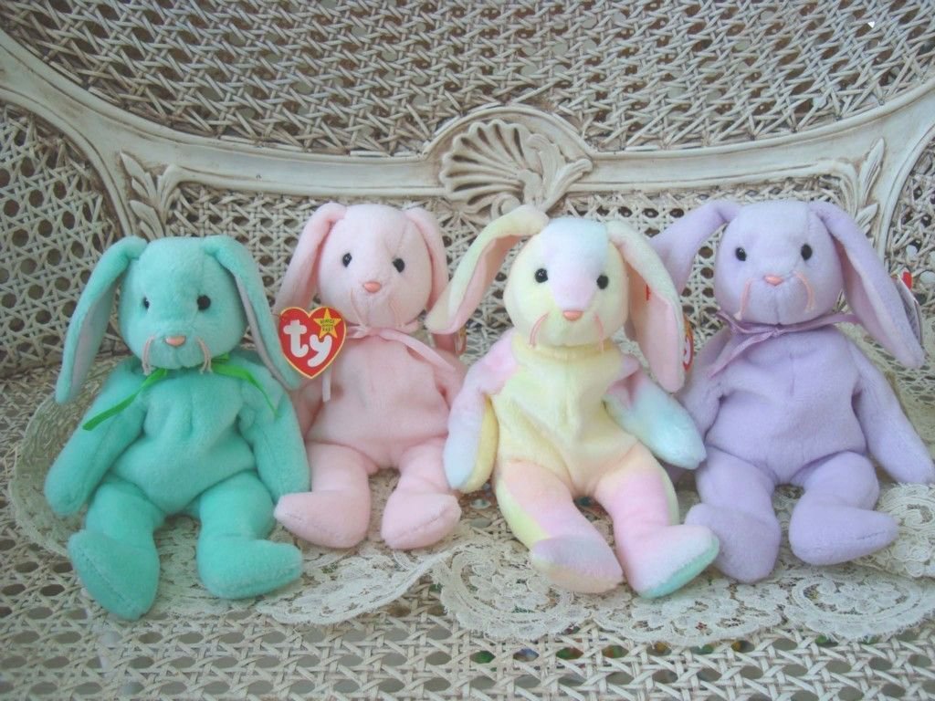 SET OF 4 ADORABLE TY EASTER BUNNIES BEANIE BABIES ***RETIRED***