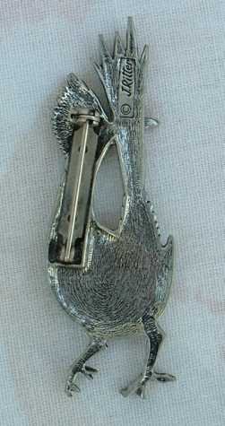 Roadrunner Pin Brooch Signed J Ritter Pewter Jewelry