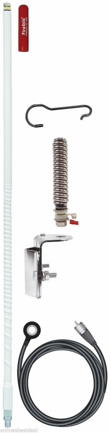 FIRESTIK II "No-Ground Plane", 4 Foot CB Antenna Kit White FG4-648WHT