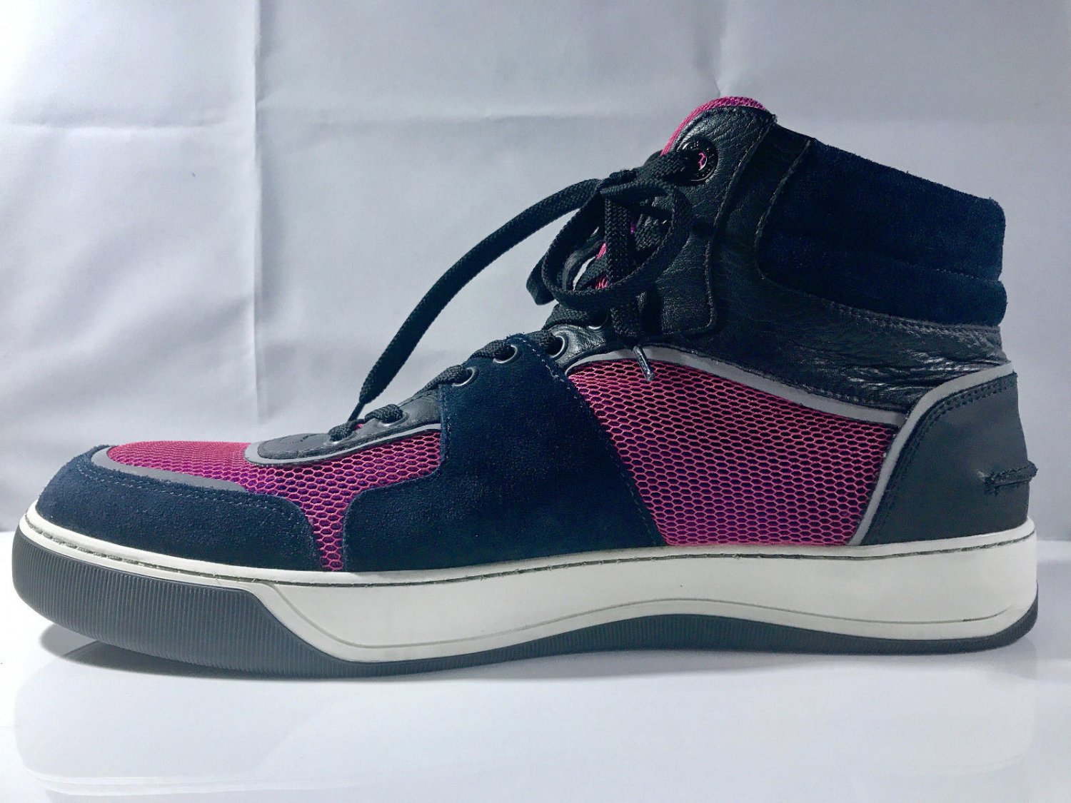 LANVIN MEN'S Mesh Reflective-trim Hi-Top Size 12 US/45 EU - Black/Navy ...