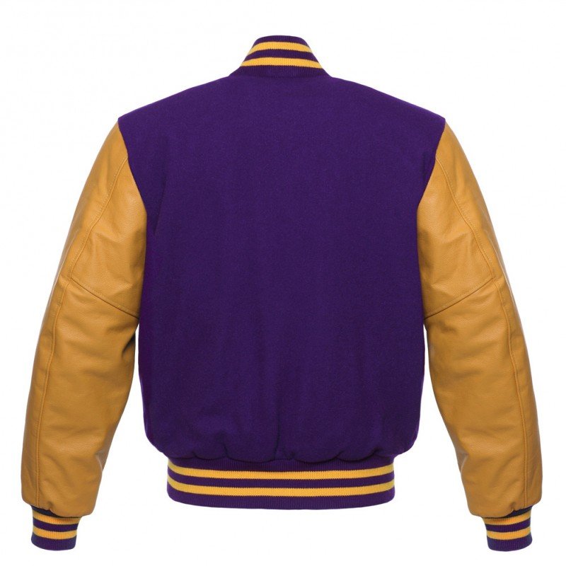 New DC Letterman Purple wool Yellow leather sleeves varsity jacket size s