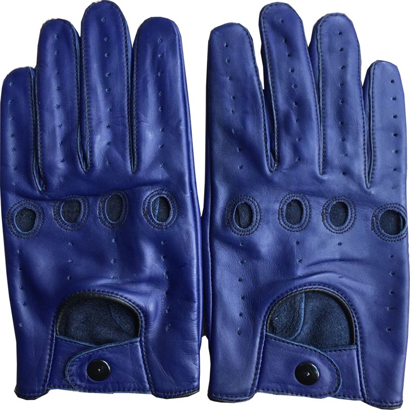 Lambskin Blue Genuine Leather Driving Gloves Men's Classic Top Quality ...