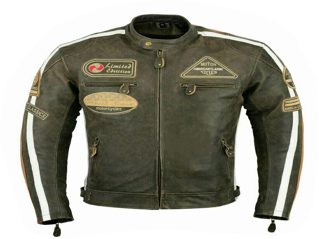 MOTORCYCLE CLASSIC LEATHER RACING JACKET BLACK FULL BODY PROTECTIONS ...