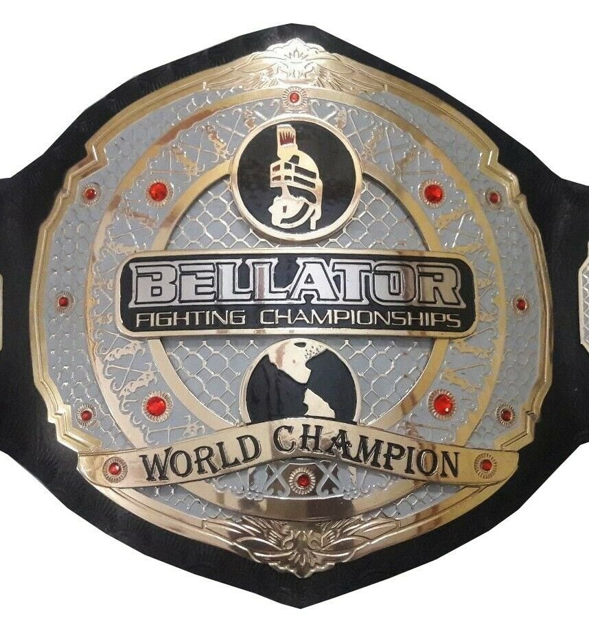 BELLATOR FIGHTING WORLD CHAMPIONSHIP WRESTLING BELT BLACK LEATHER STRAP ...