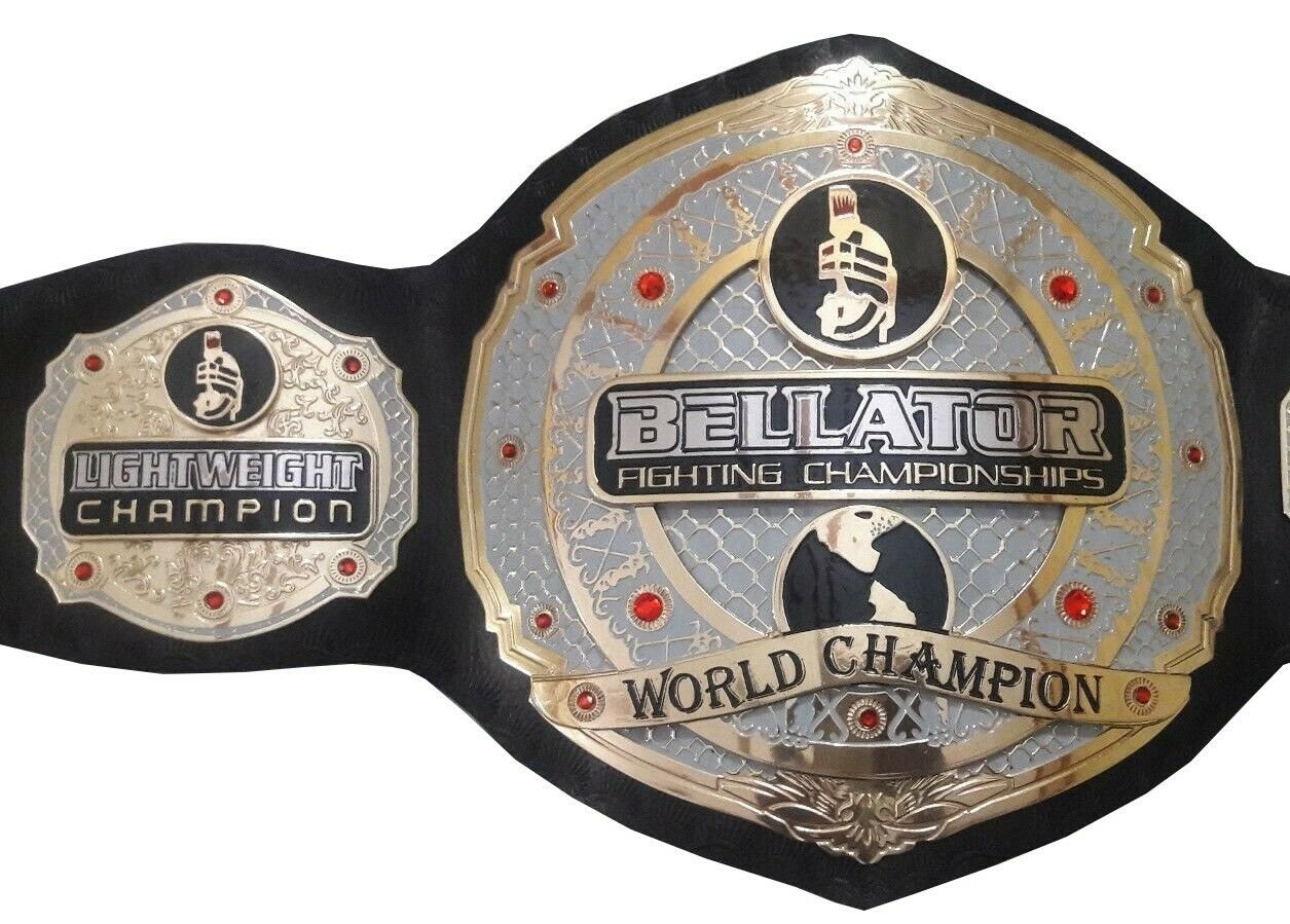BELLATOR FIGHTING WORLD CHAMPIONSHIP WRESTLING BELT BLACK LEATHER STRAP ...