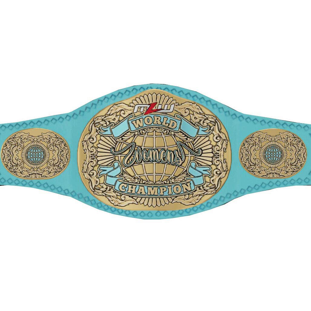 MLW WOMENS WORLD WRESTLING CHAMPION BELT ADULT SIZE BLUE LEATHER STRAP