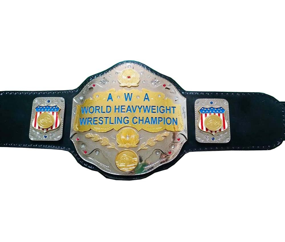 AWA WORLD HEAVYWEIGHT WRESTLING CHAMPIONSHIP BELT ADULT SIZE BLACK ...