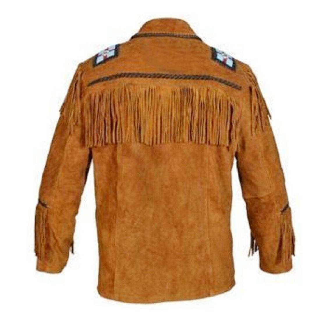 WESTERN COW BOY JACKET TAN BROWN SUEDE LEATHER MEN WITH BEAUTIFUL ...