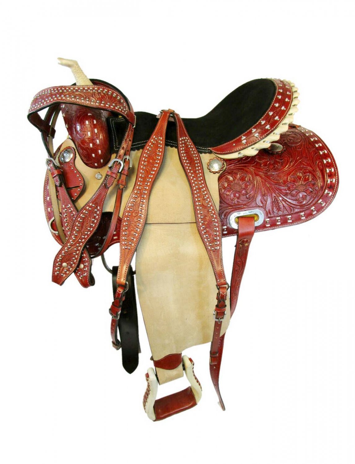 WESTERN HORSE SADDLE RANCH ROPING TOOLED LEATHER TRAIL PLEASURE PREMIUM ...