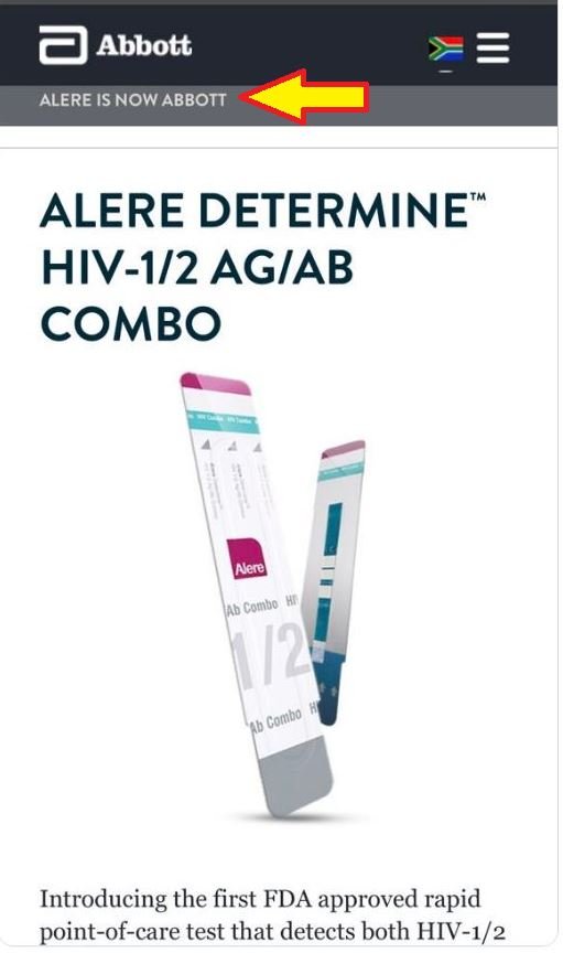 ABBOTT Ag Ab Combo HIV test 1/2 ( FDA approved ) formerly Alere Determine