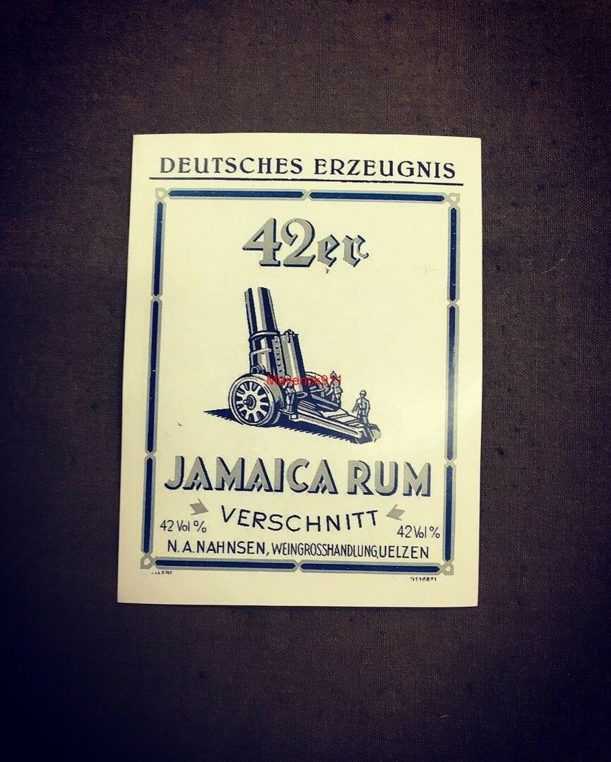 WWII German Bottle label " Jamaica Rum