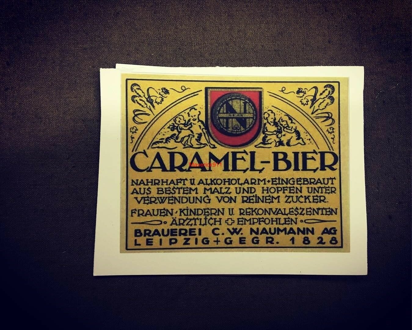 WWII German Bier Bottle label " Caramel Bier " Repro