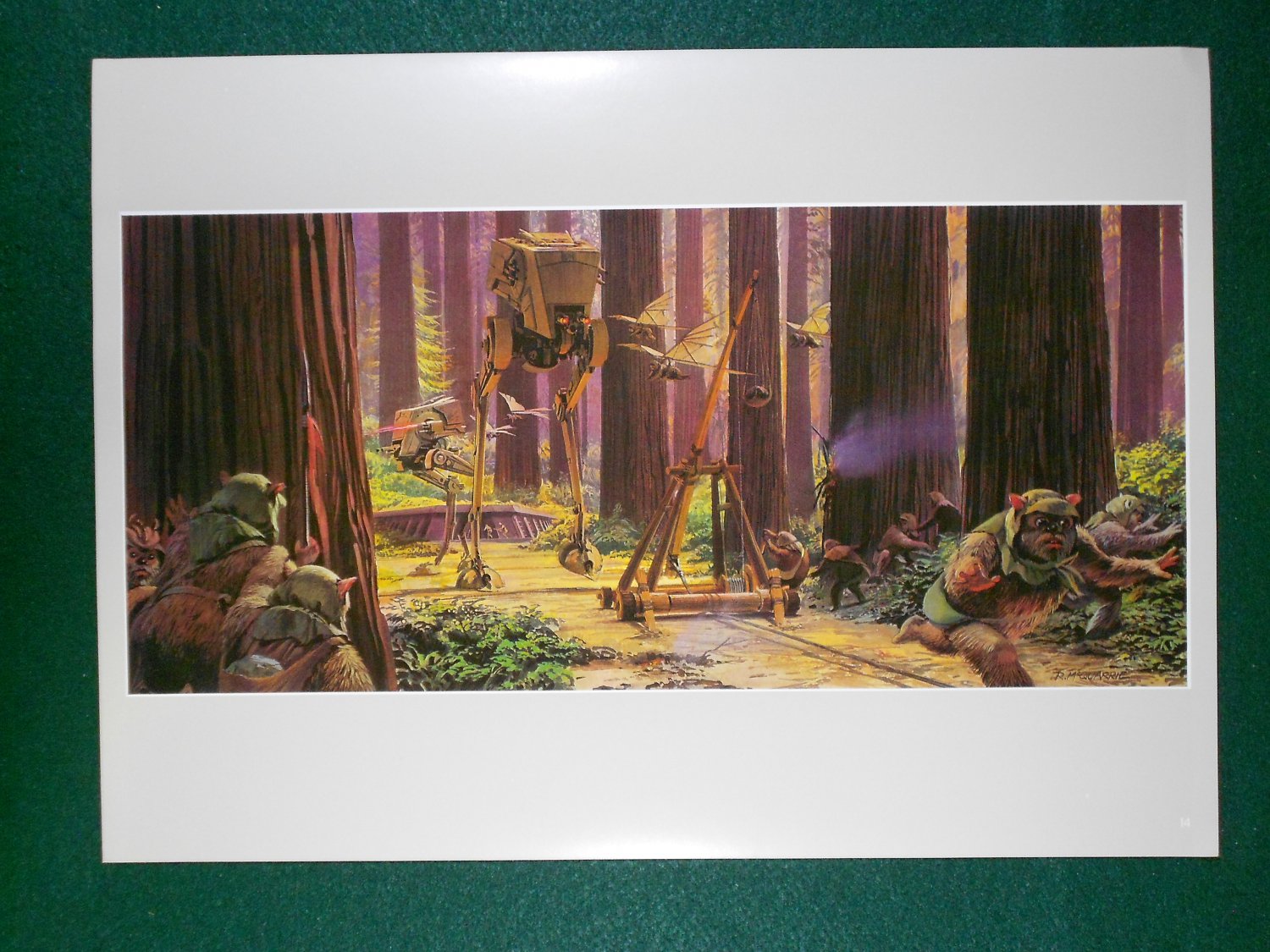 Vintage Star Wars Art ROTJ Ralph McQuarrie Print #14 Ewocks Battle ...