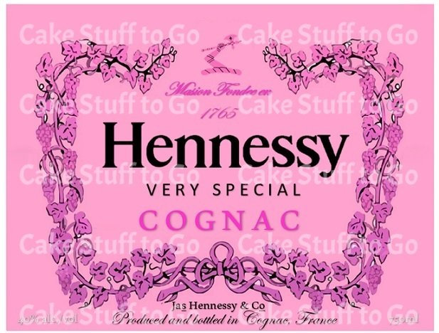 Pink Hennessy Label Edible Cake Topper