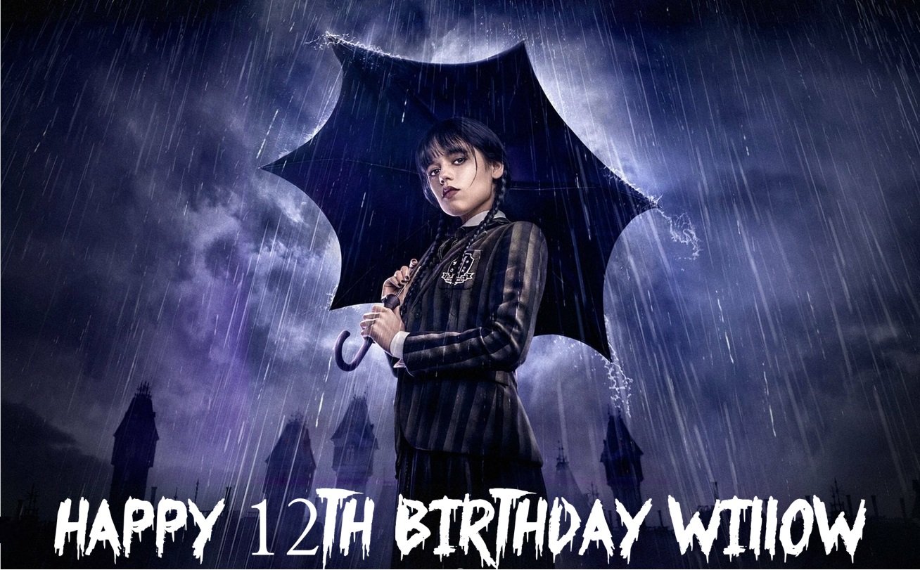 Wednesday Addams Rain Edible Cake Topper