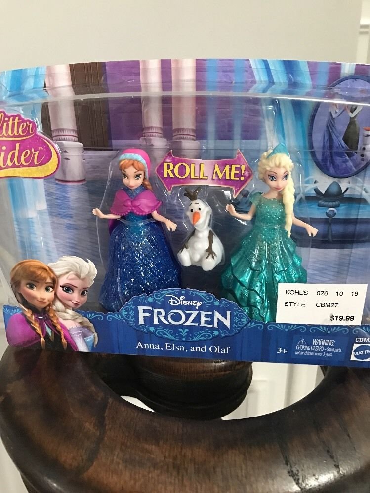 Mattel Disney FROZEN GLITTER GLIDER Elsa Anna Olaf doll set MagiClip NEW