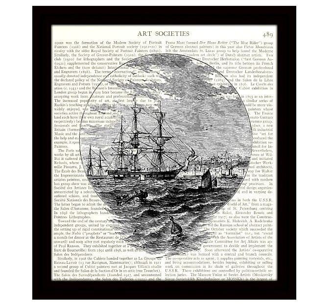 Nautical 8 x 10 Dictionary Art Print 18th Century Sailing Ship Home Decor