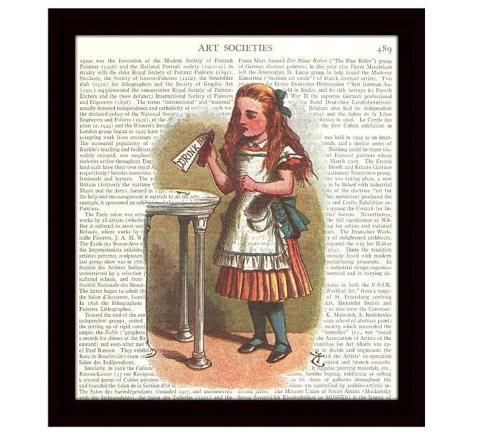 Alice in Wonderland Dictionary Art Print 8 x 10 Drink Me Fairy Tale ...