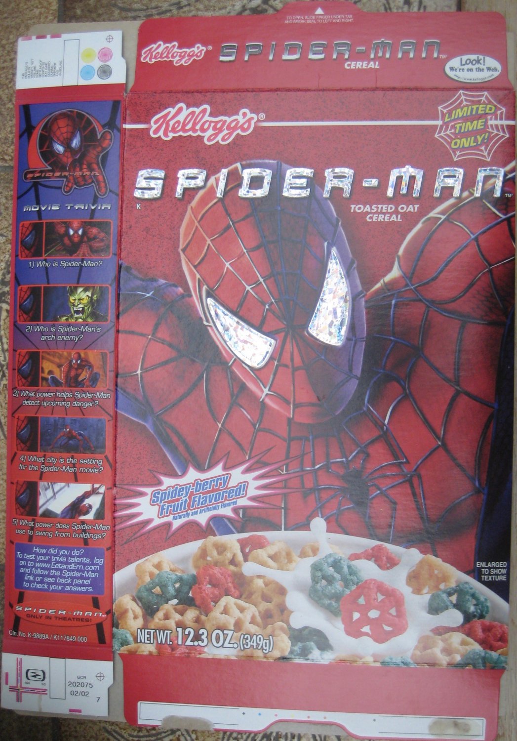 Kellogg's Cereal Box Spider-Man Limited Edition (2002-03) Cereal Halogram