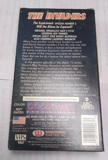 VHS: The INVADERS Episode #11 LABYRINTH Ed Begley 1988