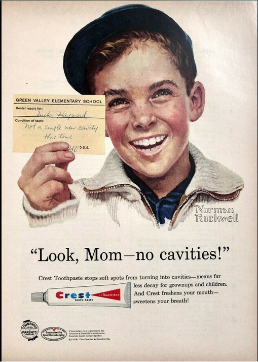 1958 Crest Toothpaste Advertisement Norman Rockwell, boy in baseball ...