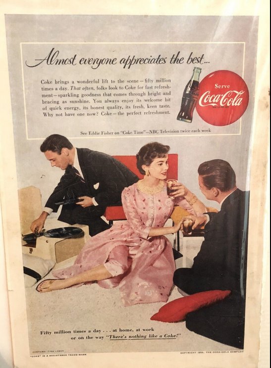 Vintage Coke Coca Cola Advertisement Ad Magazine Page Antique 50's 1955 ...