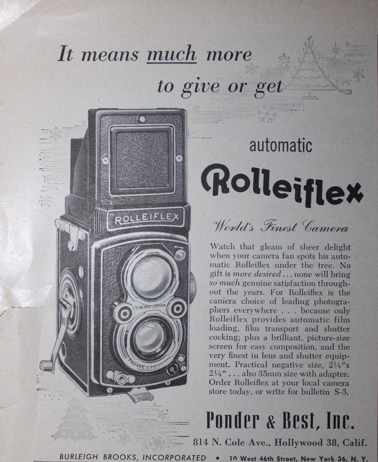Vintage 1953 Rollei Rolleiflex Camera Advertisement - Means More To Give!