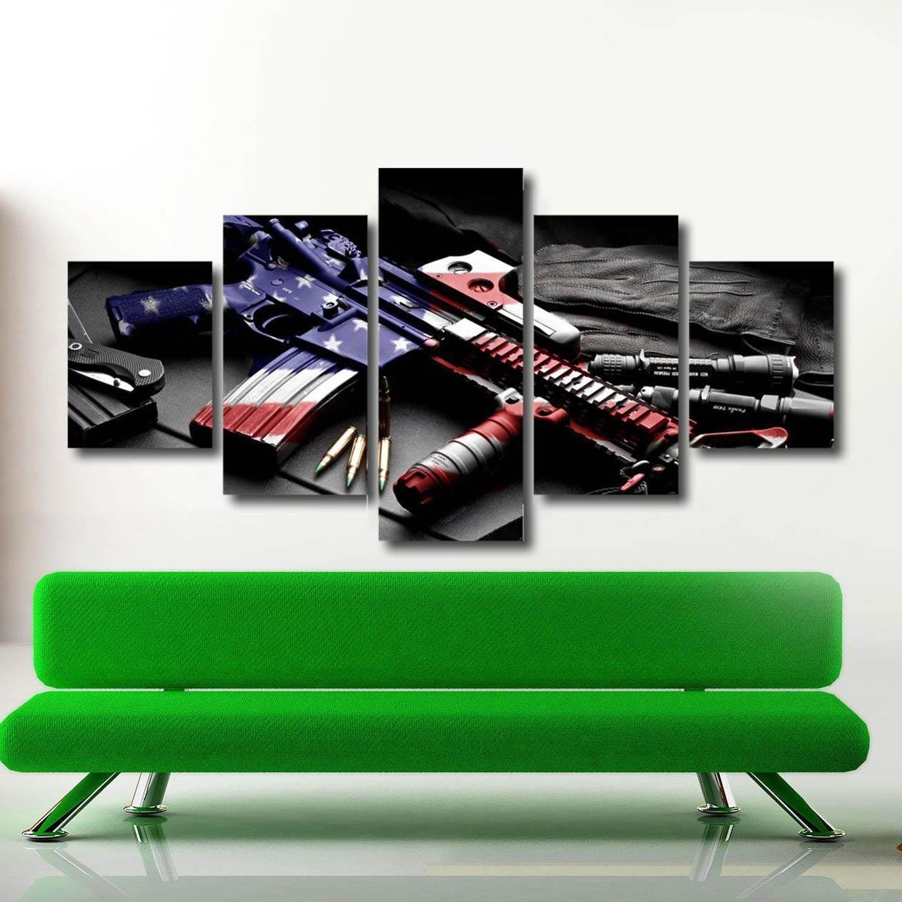 HD Gun Club Posters Vintage Multi 5 Panel Canvas Wall Art US Flag ...