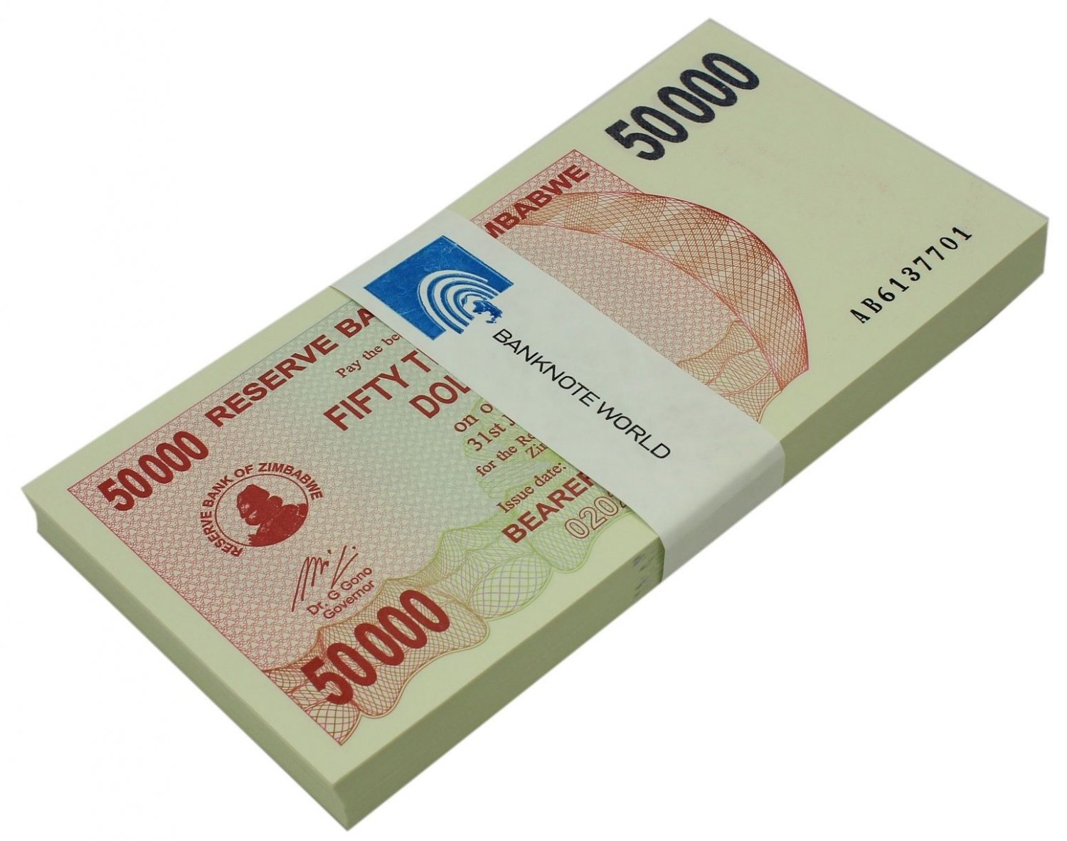 Zimbabwe 50,000 (50000) Dollars Bearer Cheque X 100 Pieces (PCS),2006 ...