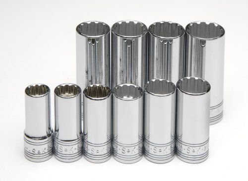 SK 1870, 3/8-Inch Drive, Deep, Metric, Universal Spline Socket Set, 10 ...